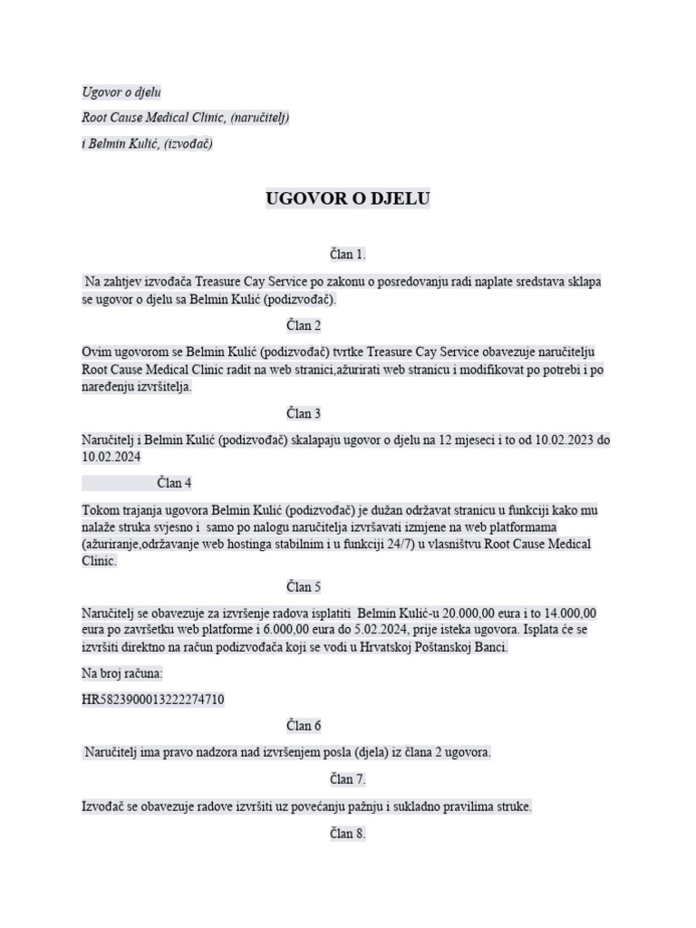 Ugovor o Djelu BK1 | PDF