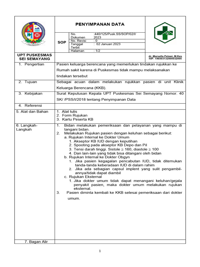 Sop Penyimpanan Data | PDF