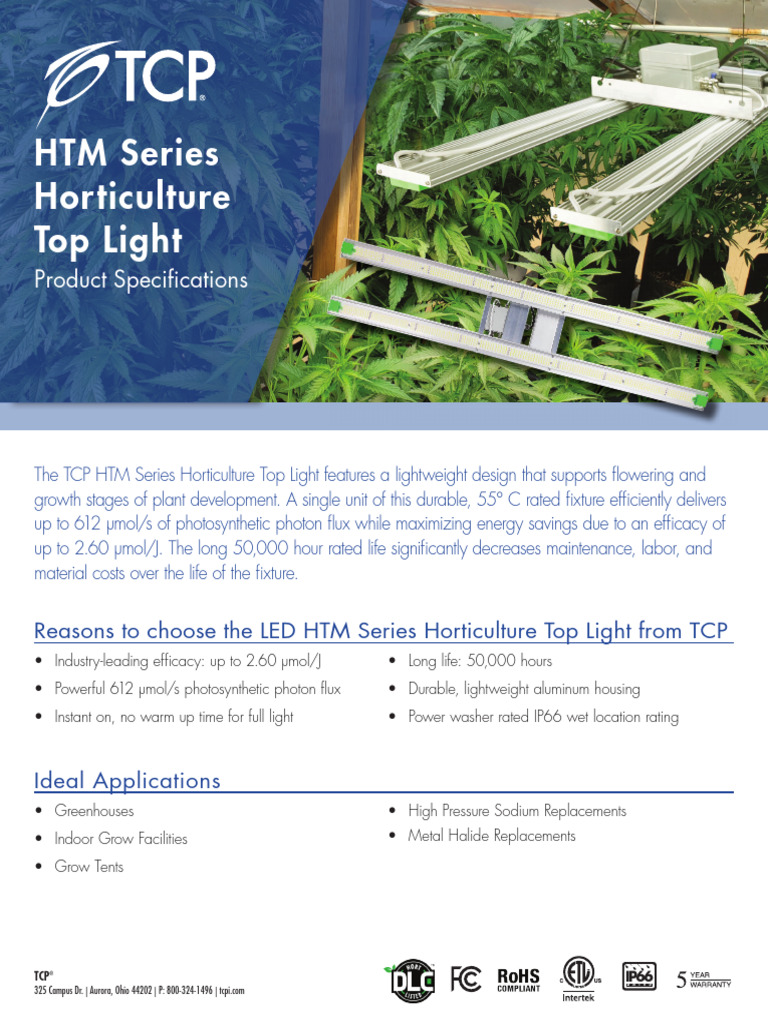 HTM Series Horticulture Top Light Spec Sheet | PDF | Physical ...