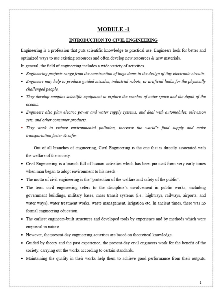 Introduction To Civil Engineering | PDF | Science & Mathematics