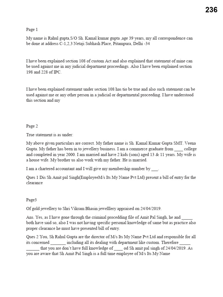 RG Statement Typed | PDF