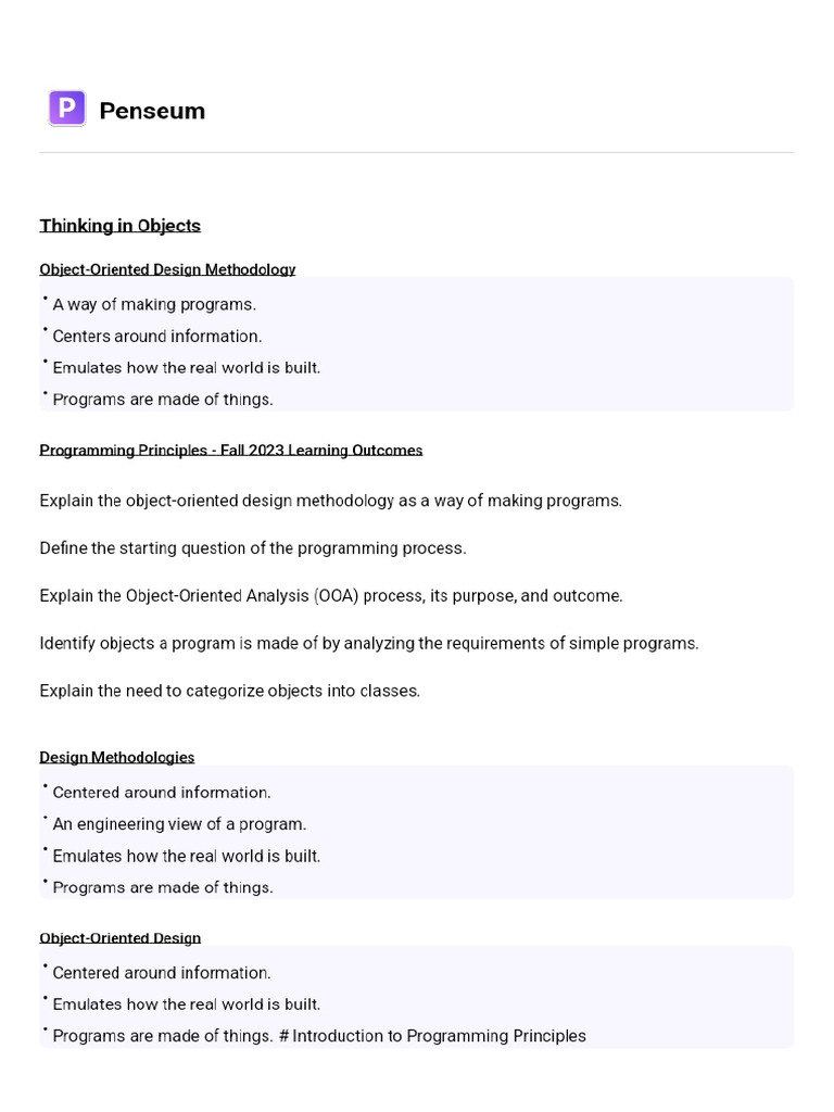 Thinking in Objects_ Programming Principles & Design Methodologies | PDF