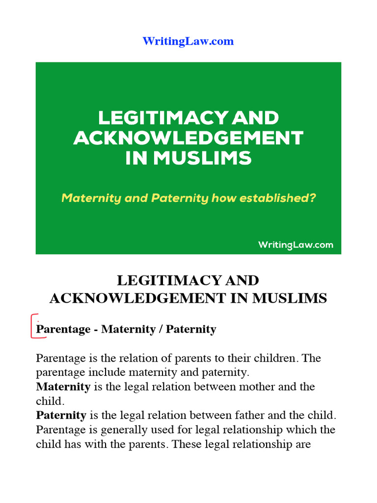 Legitimacy and Acknowledgement in Muslims | PDF | Law