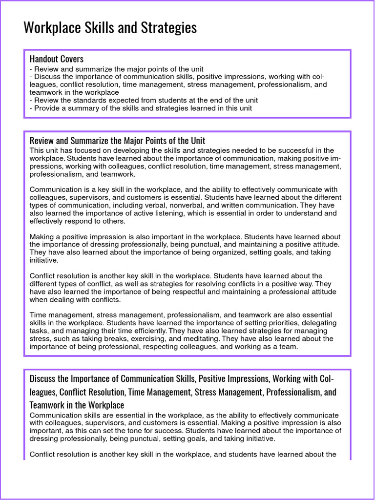 Day9 Educational Handout Pdf Skill Cognition
