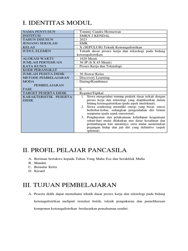 Elemen 4 Ddk Teknik Dasar Proses Kerja Dan Teknologi Pada Bidang