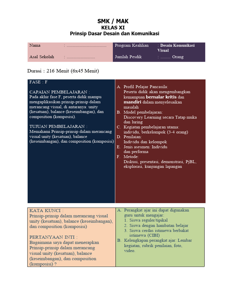 CTH 1. Prinsip Dasar Desain Dan Komunikasi XI | PDF