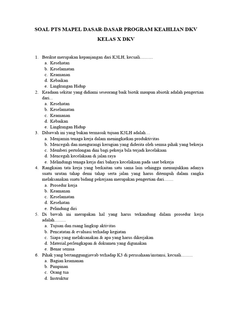 Soal PTS Ganjil Mapel Dasar-Dasar Keahlian X DKV Ganjil | PDF | Teknologi & Rekayasa