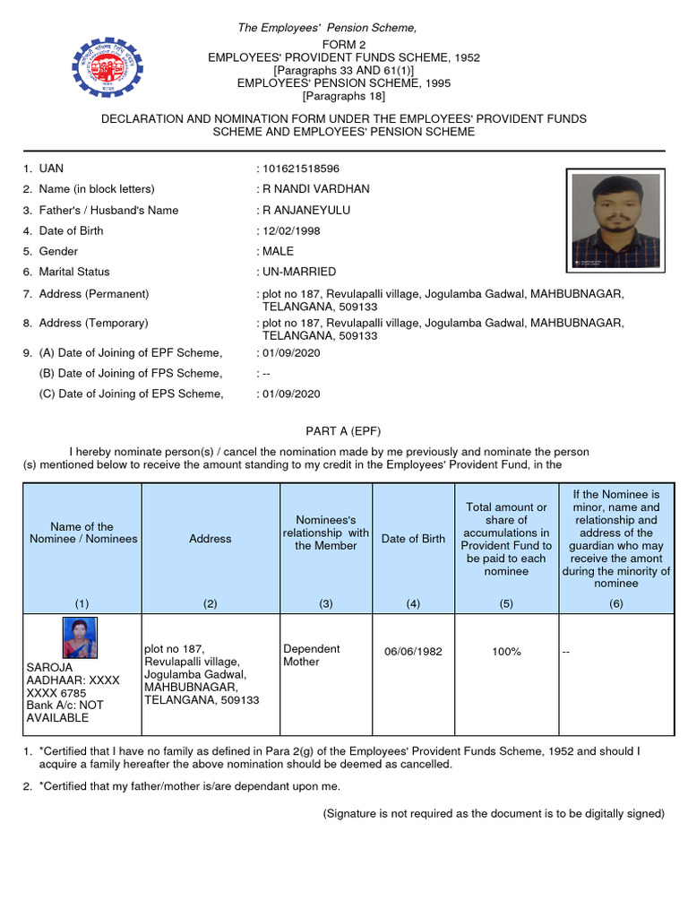 E Nomination | PDF | Social Institutions | Employment Compensation