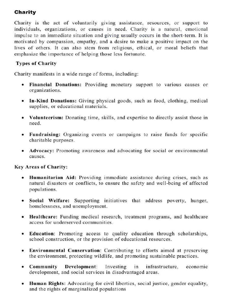 Charity in Social Work | PDF