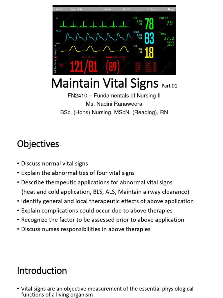 Maintain Vital Signs - Part 01 | PDF