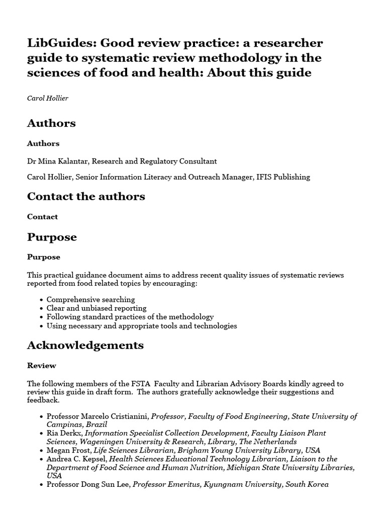 Libguides: Good Review Practice: A Researcher Guide To Systematic ...