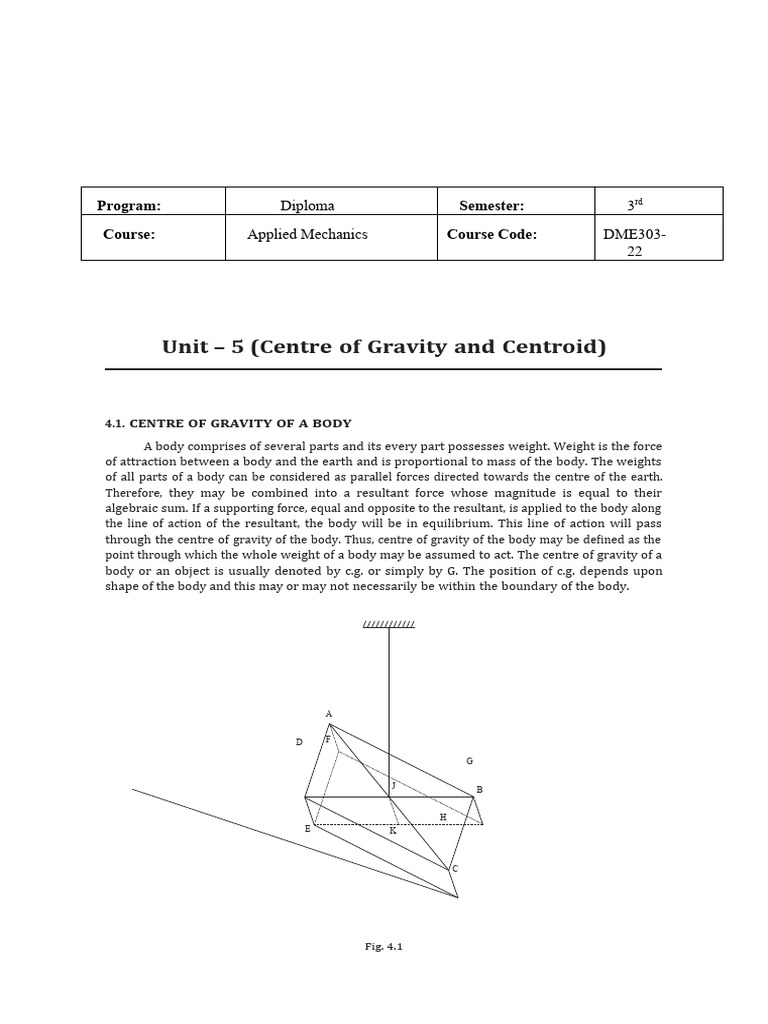 5- Centre of Gravity | PDF | Center Of Mass | Force