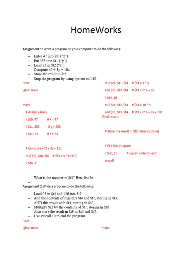 HomeWorks 6 Assembly | PDF | Computer Science | Computer Programming