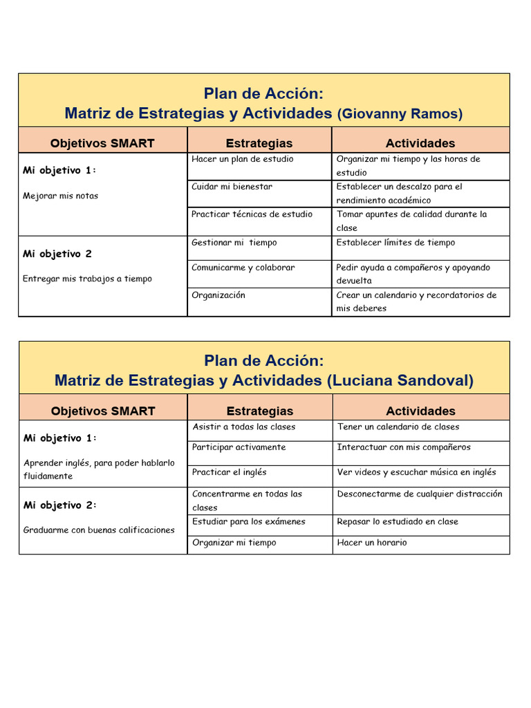 Plan de Acción: Estrategias y Actividades | PDF | Relaciones personales ...