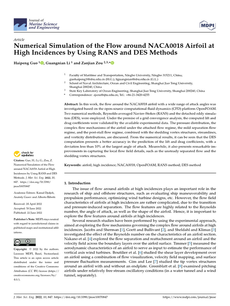 Numerical Simulation of The Flow Around NACA0018 Airfoil | PDF ...