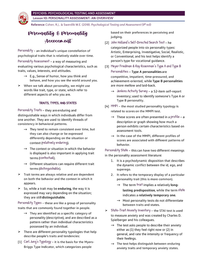 Understanding Personality Assessments | PDF | Psychological Concepts ...