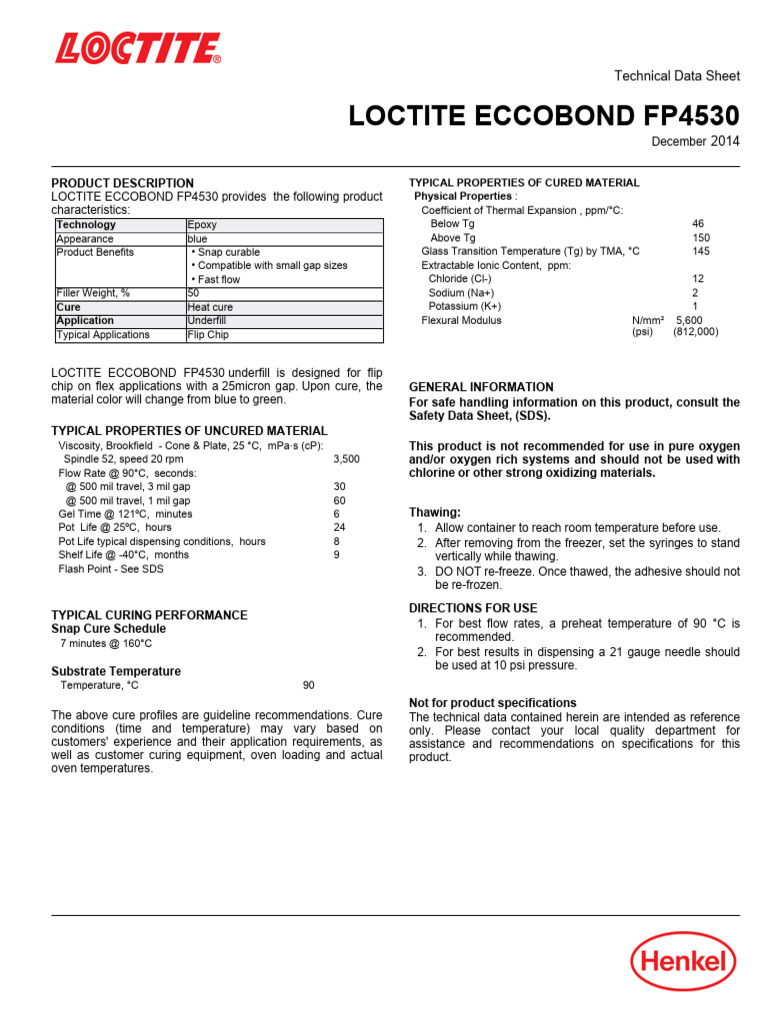 Loctite Eccobond Fp4530 en GL | PDF | Chlorine | Viscosity