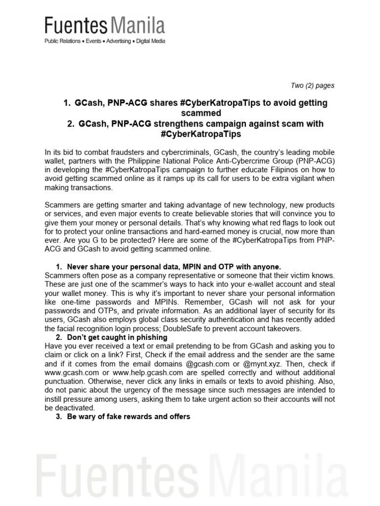 GCash Anti-Scam Tips with PNP-ACG | PDF | Phishing | Computer Security