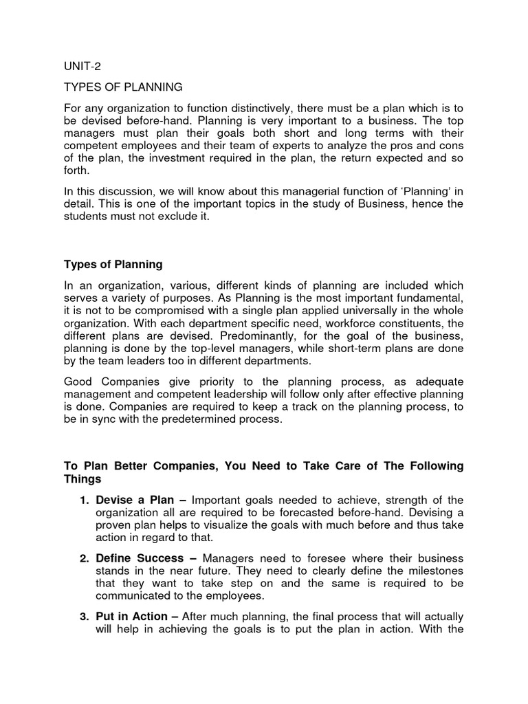 Bba 101 Mpob Unit-2 Dr. Tanvi Gupta | PDF | Strategic Planning | Goal