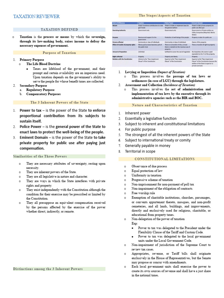 Taxation Reviewer | PDF | Taxes | Taxpayer