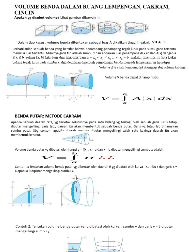 Volume Benda Dalam Ruang Lempengan, Cakram | PDF
