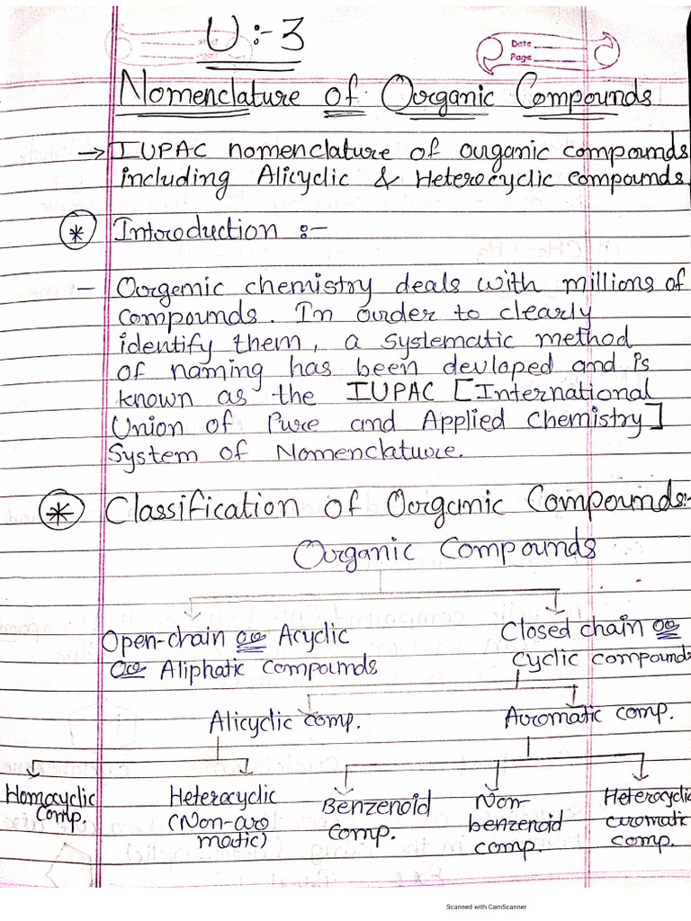 Unit-3 Nomenclature of Organic Compounds | PDF