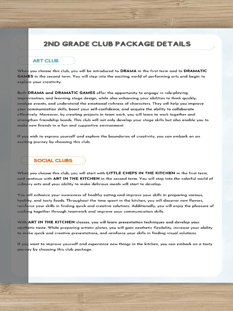 2023-2024 NUN PRIMARY CLUB INTRODUCTION BOOKLET | PDF