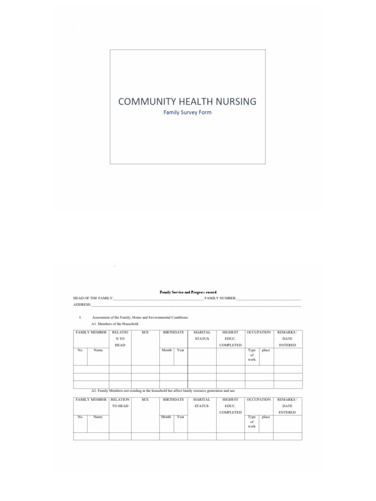 CHN Family Survey Form PDF Compress | PDF