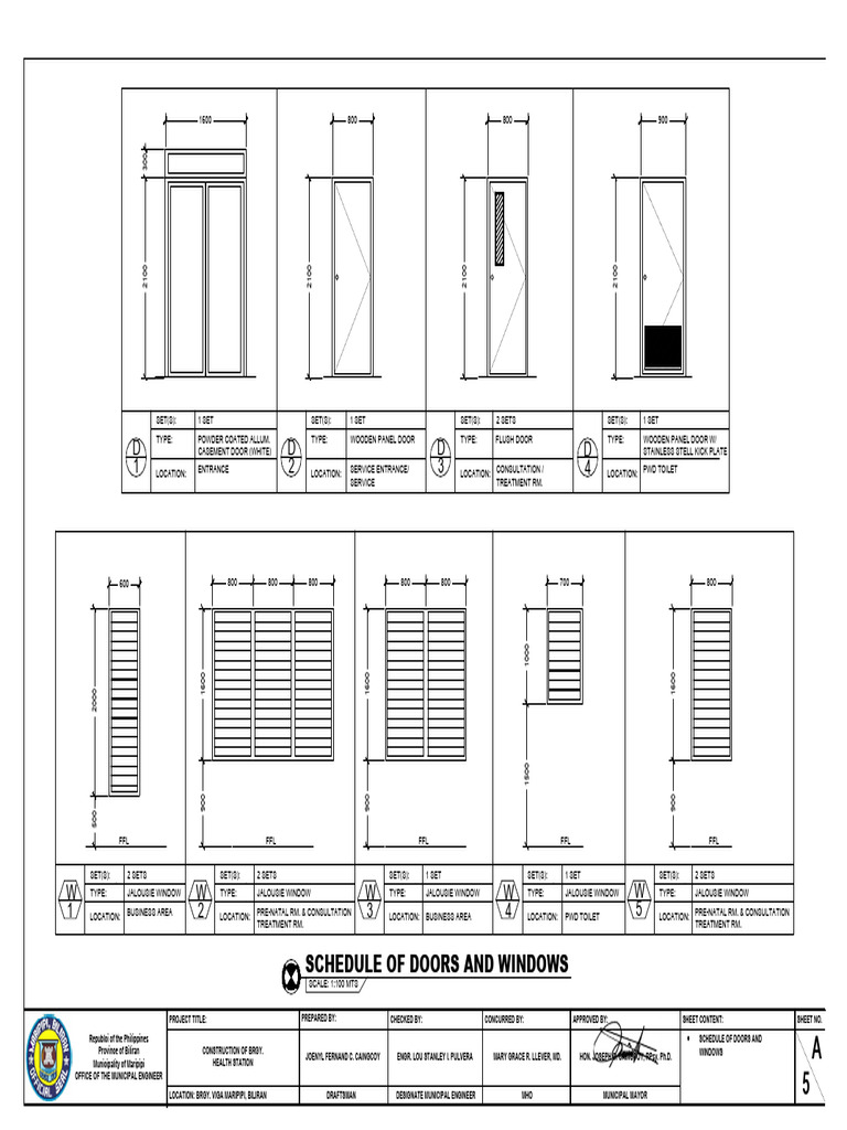 D 1 D 2 D 3 D 4: Schedule of Doors and Windows | PDF | Architectural ...