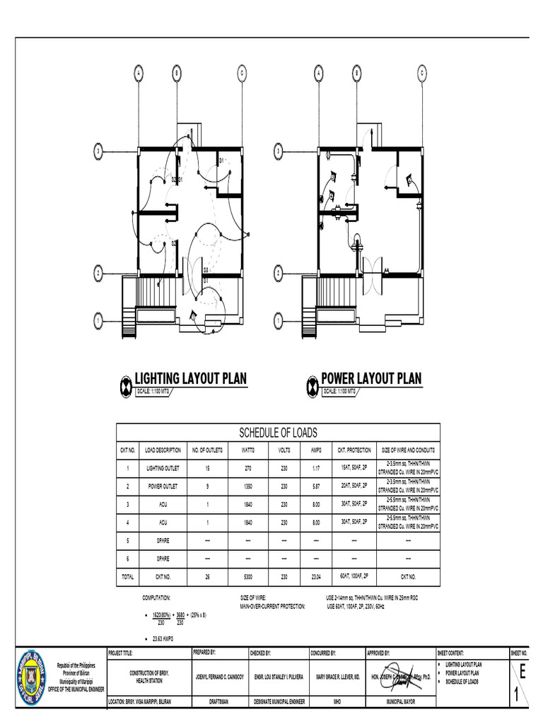 Lighting Layout Plan Power Layout Plan: Schedule of Loads | PDF