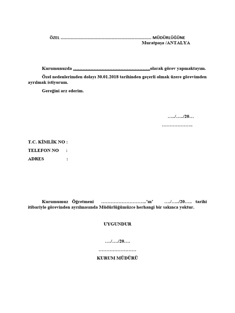 Istifa Dilekce | PDF