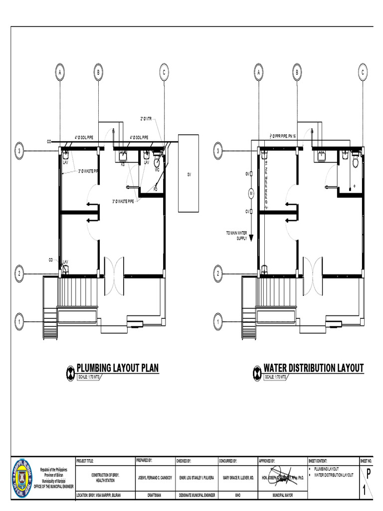 Plumbing Layout Plan Water Distribution Layout: A B C A C B | PDF