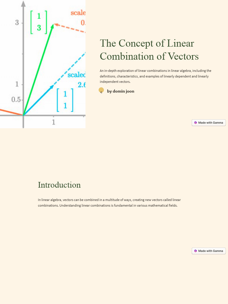 The Concept of Linear Combination of Vectors | PDF | Teaching Methods ...