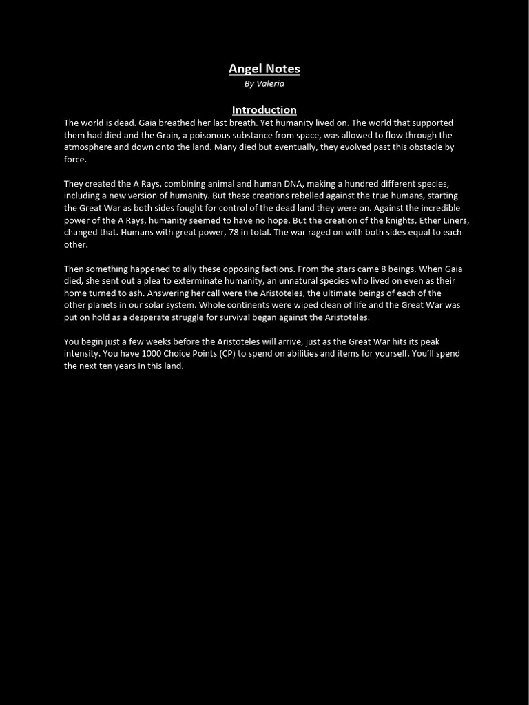 Angel Notes JumpChain | PDF