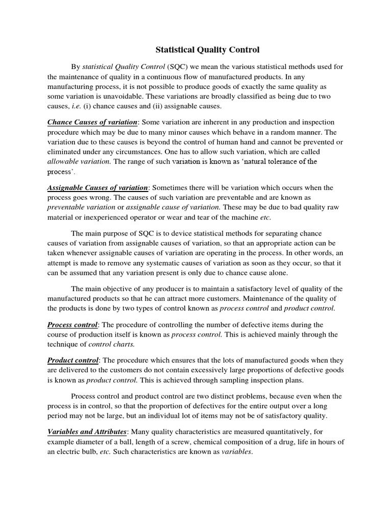 Statistical Quality Control | Download Free PDF | Engineering Tolerance ...