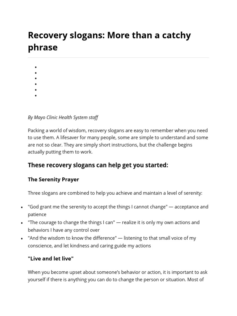 Recovery Slogans More than a Catchy Phrase | PDF