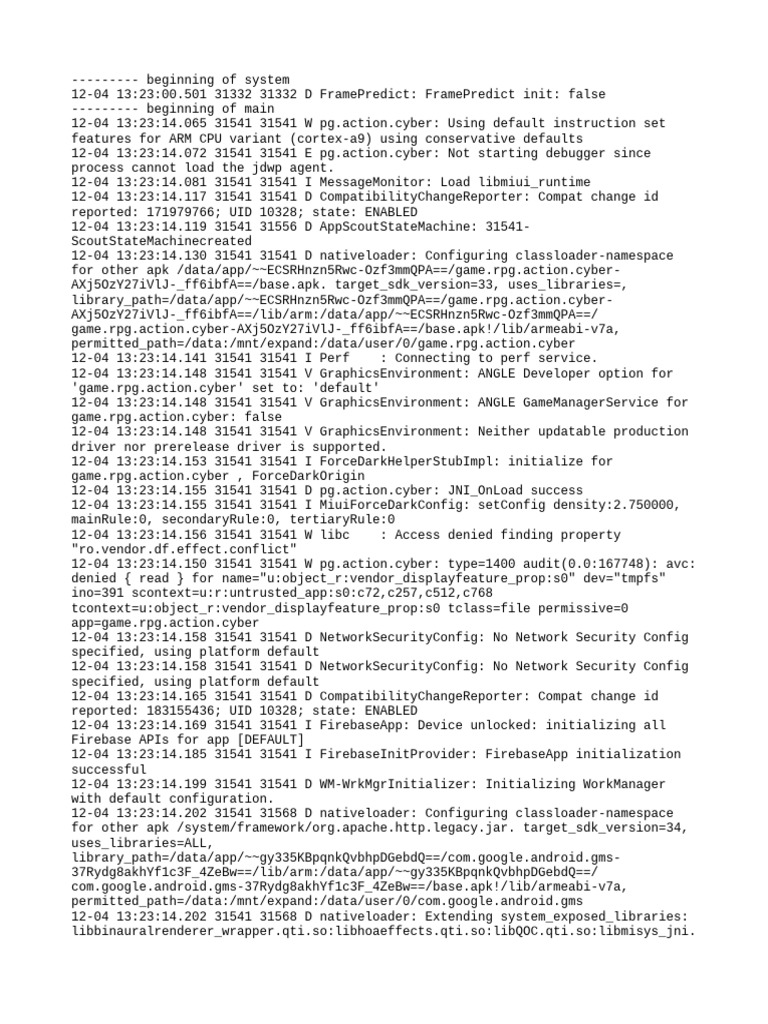 Mod Menu Log - Game - Rpg.action - Cyber | PDF | Operating System Technology | Information ...