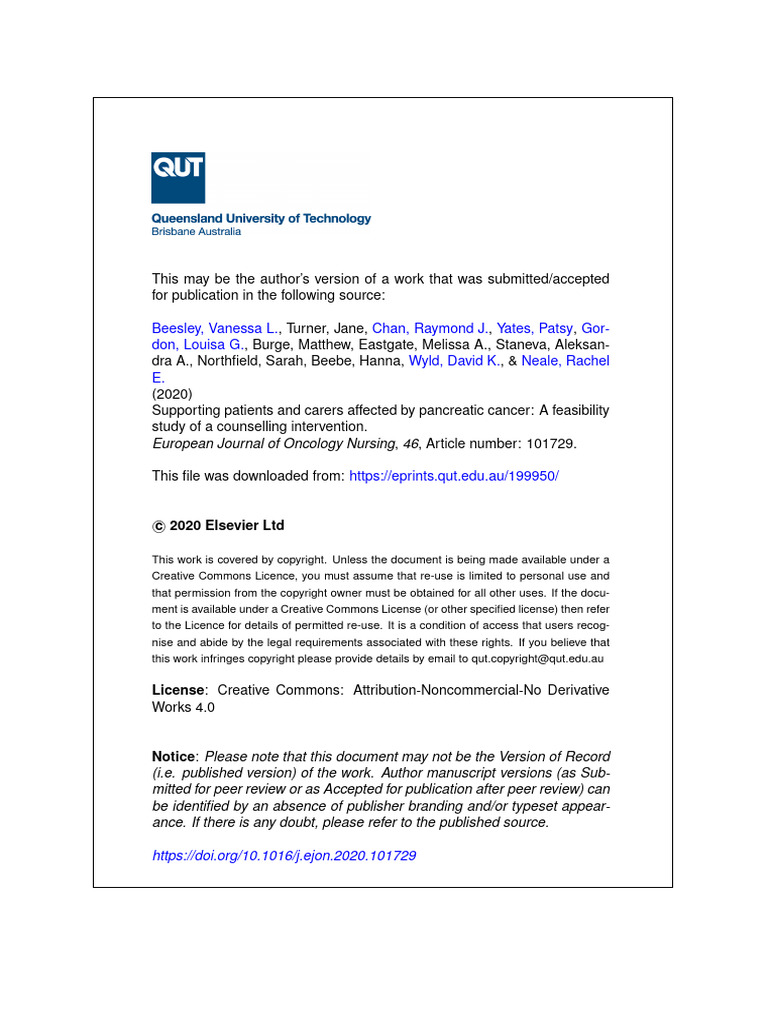 Beesley, Vanessa L. Chan, Raymond J. Yates, Patsy Gor-Don, Louisa G ...