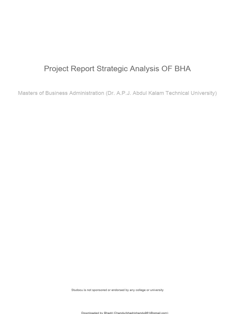Project Report Strategic Analysis of Bha | PDF