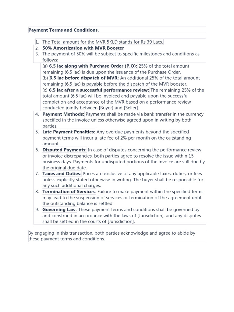 Payment Terms and Conditions | PDF