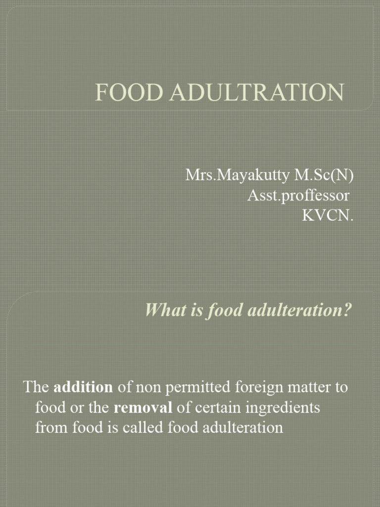 Understanding Food Adulteration Basics | PDF | Self-Improvement ...