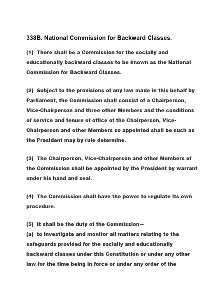 National Commission for Backward Classes | PDF