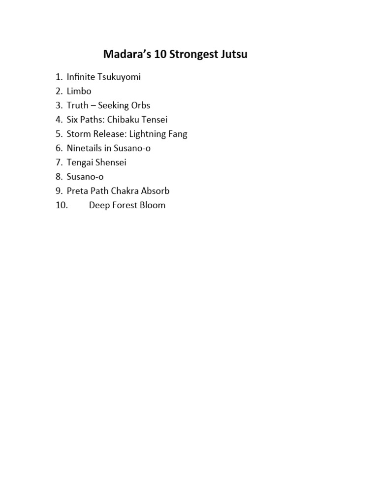 Madara's 10 Strongest Jutsu | PDF