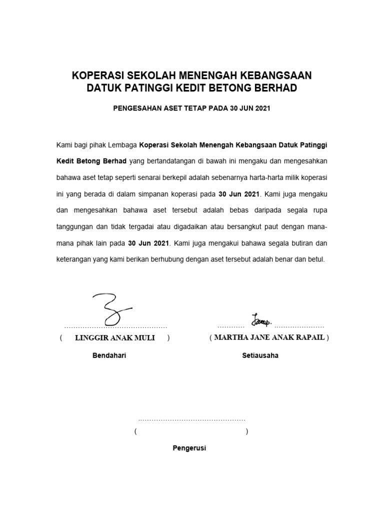 Pengesahan Aset 2020 | PDF