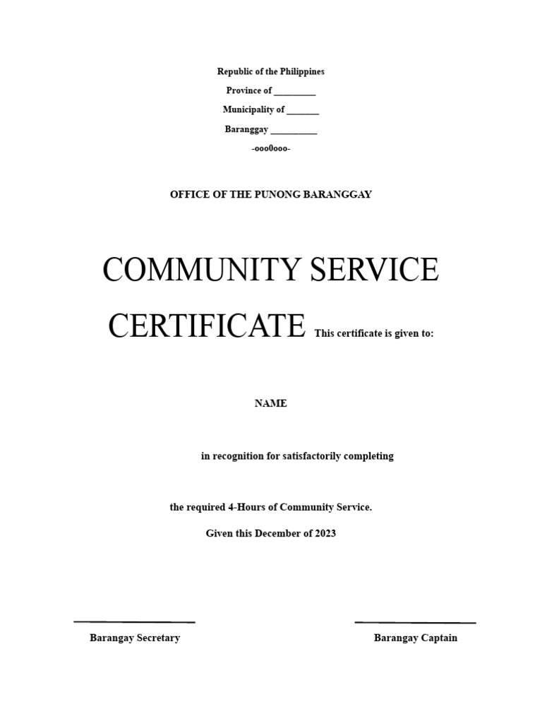 Community Service Certificate.2 | PDF
