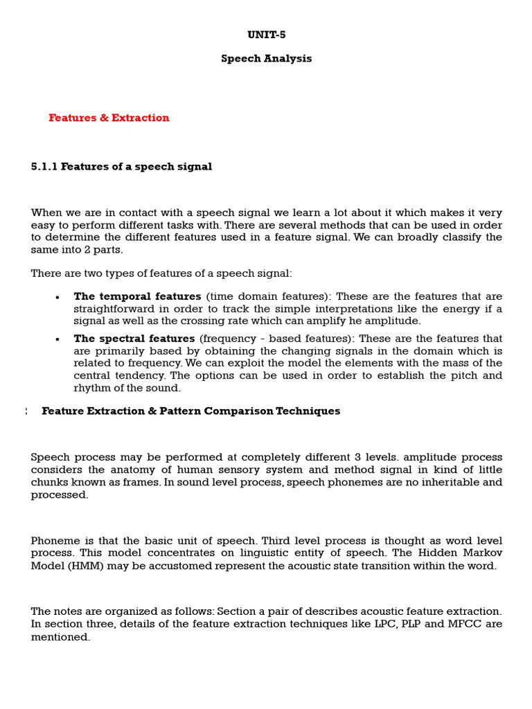 NLP Unit-5-Speech-Analysis | PDF