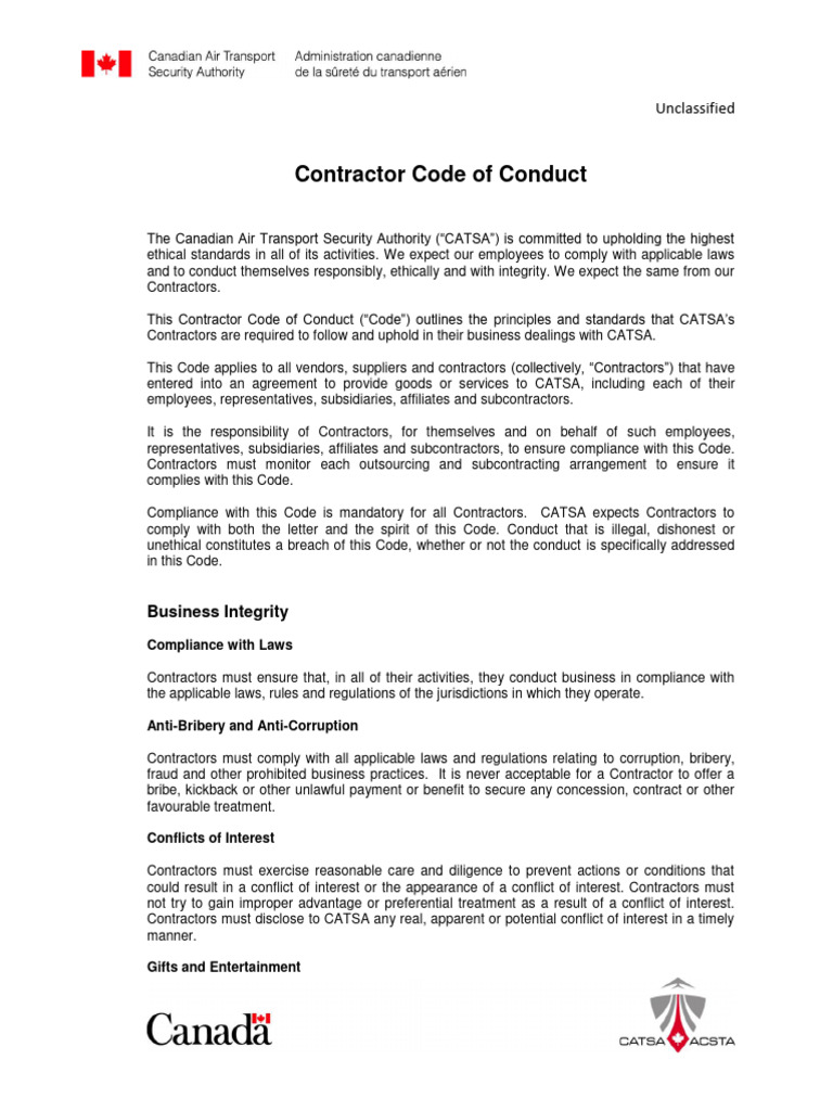 Contractor Code of Conduct | PDF | Labour Law | Employment
