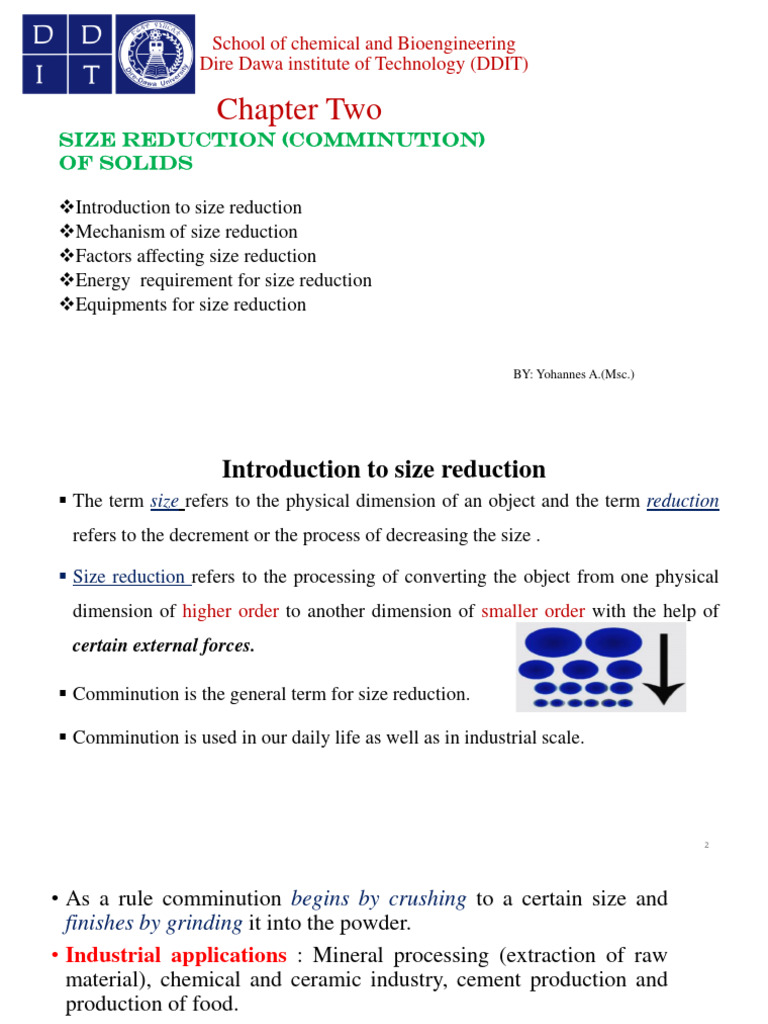 chapter II size reduction pdf | PDF