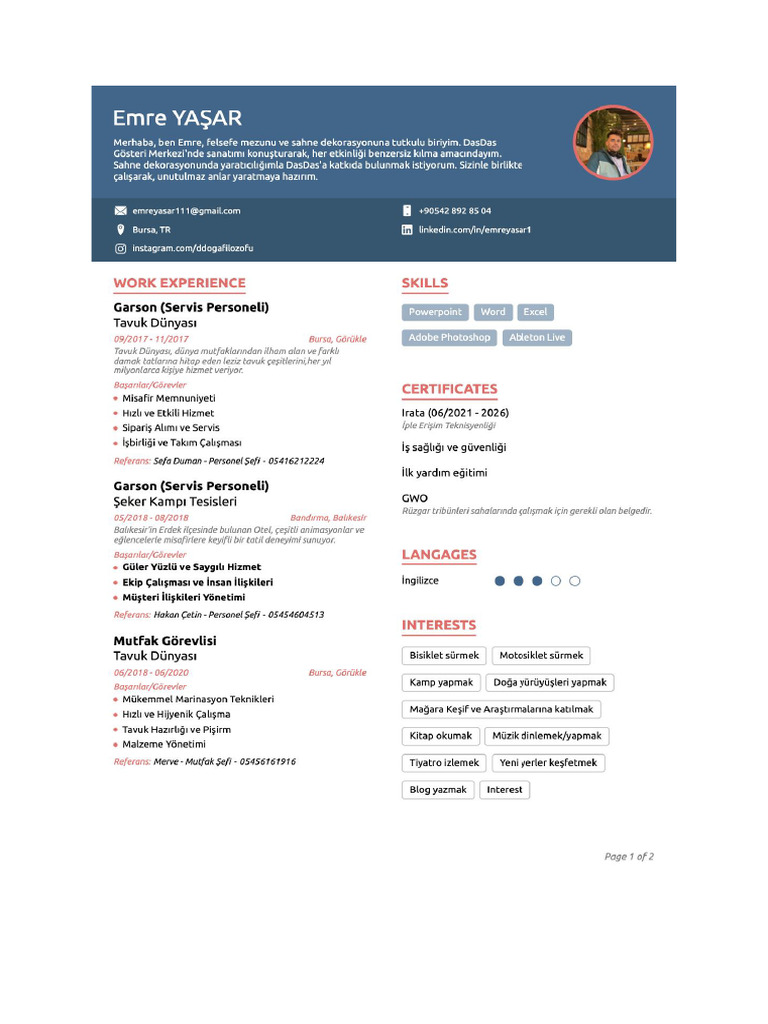 Emre Yaşar CV | PDF