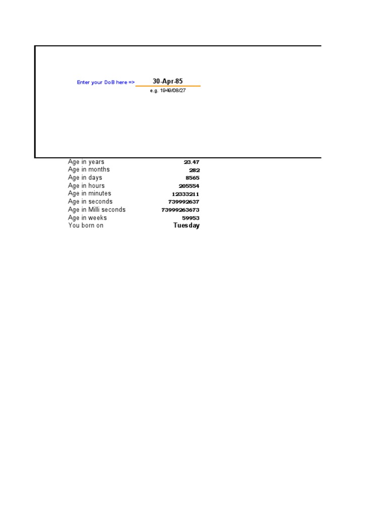 Age Calculator and Personality Traits | PDF